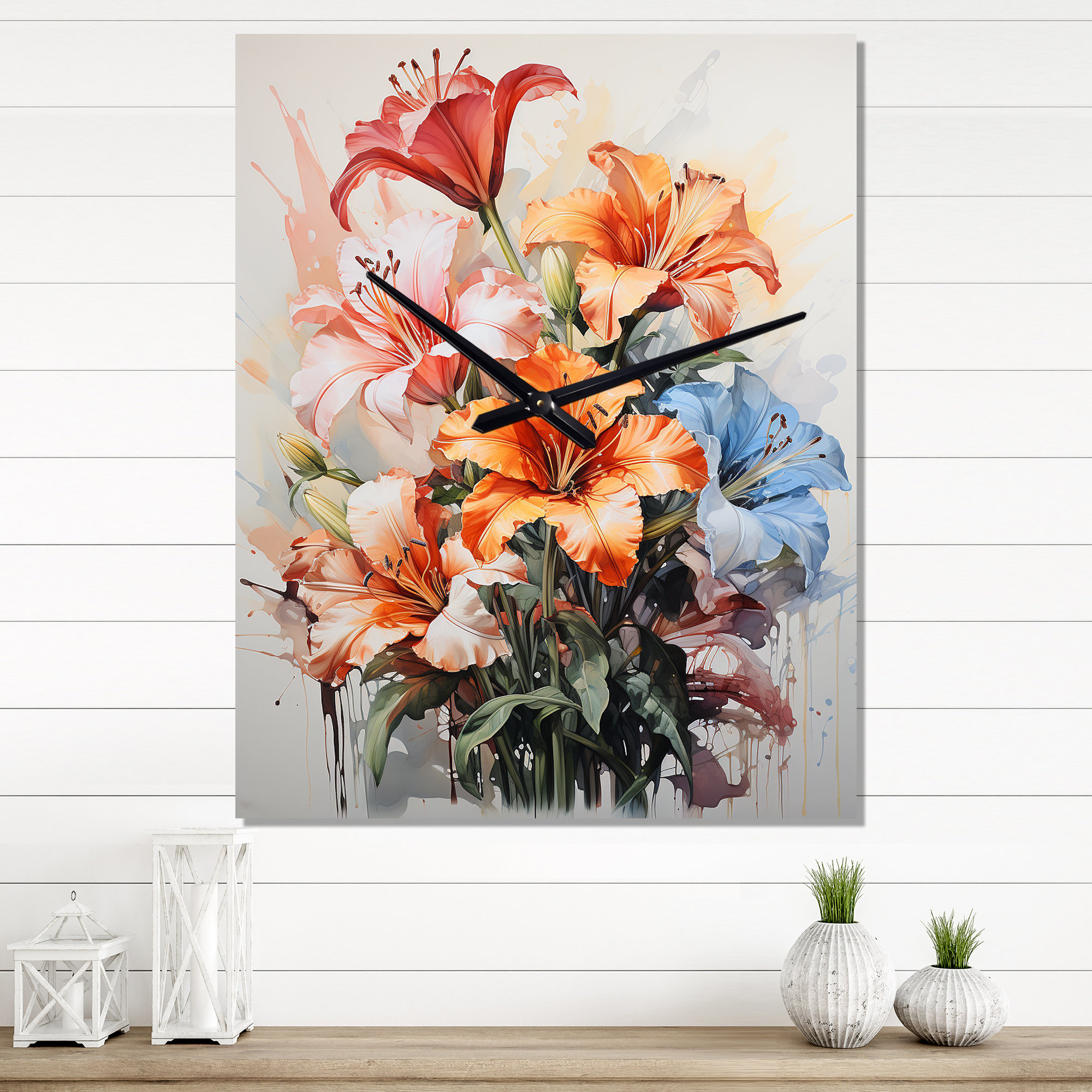 Design Art Lilies Representation Multicolored Acrylic III - Floral Wall ...