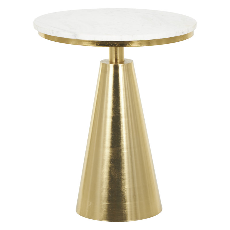 Mercer41 Maclaren Metal Cone Geometric Side End Gold Accent Table with ...