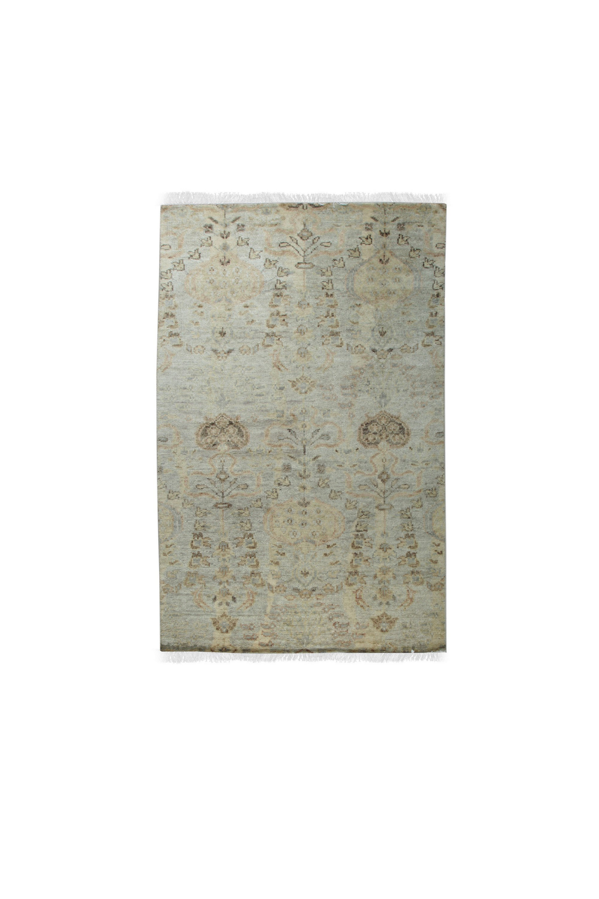 Bungalow Rose Madelis Ivory Hand Knotted Wool Rug | Wayfair
