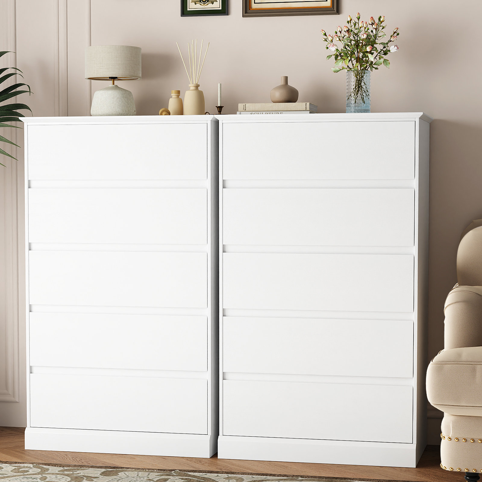 Red Barrel Studio Ensemble de 2 commodes de rangement modernes Modern ...