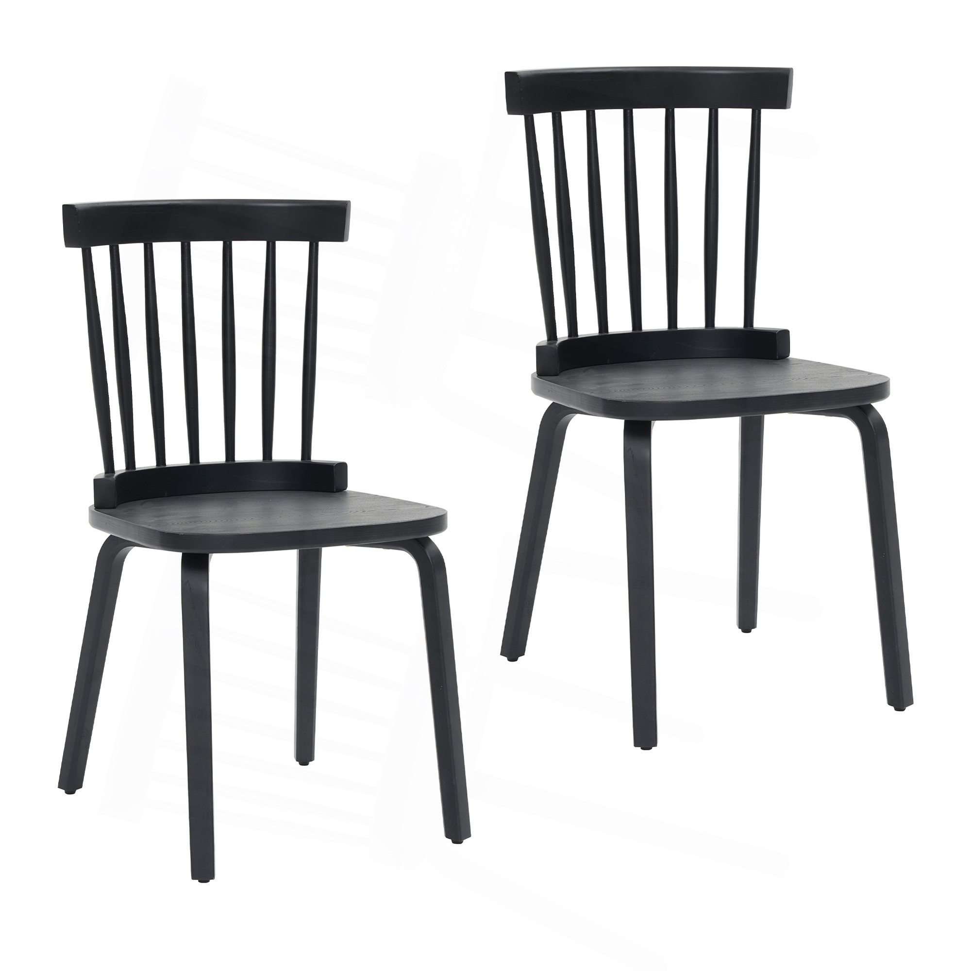 Ebern Designs Windsor Dining Chairs,Wood Farmhouse Spindle Back, Widen ...