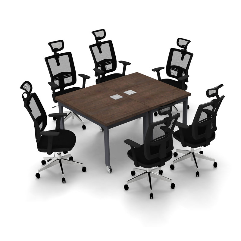 Symple Stuff Lonny 6 Person Conference Meeting Table Complete 2 Tables ...