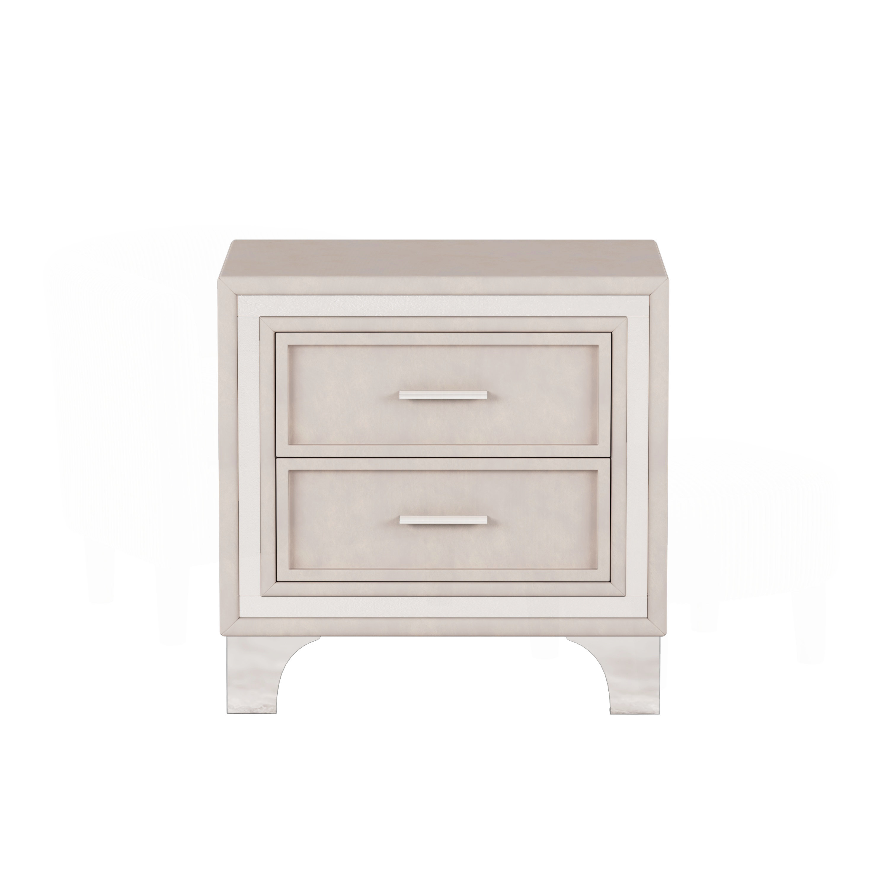Ebern Designs Mid Century Velvet Bedside Table with 2 Drawers | Wayfair