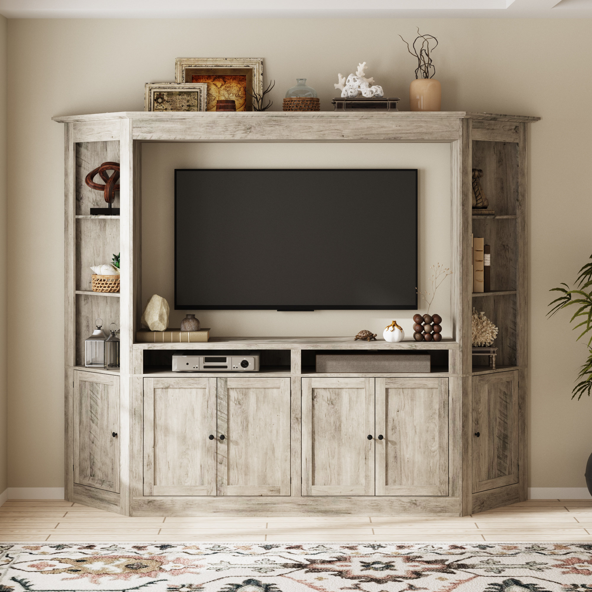 Latitude Run® 100'' W Entertainment Center With Storage Cabinets ...