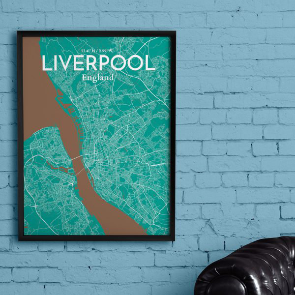 OurPoster.com 'Liverpool City Map' Graphic Art Print Poster in Nature ...