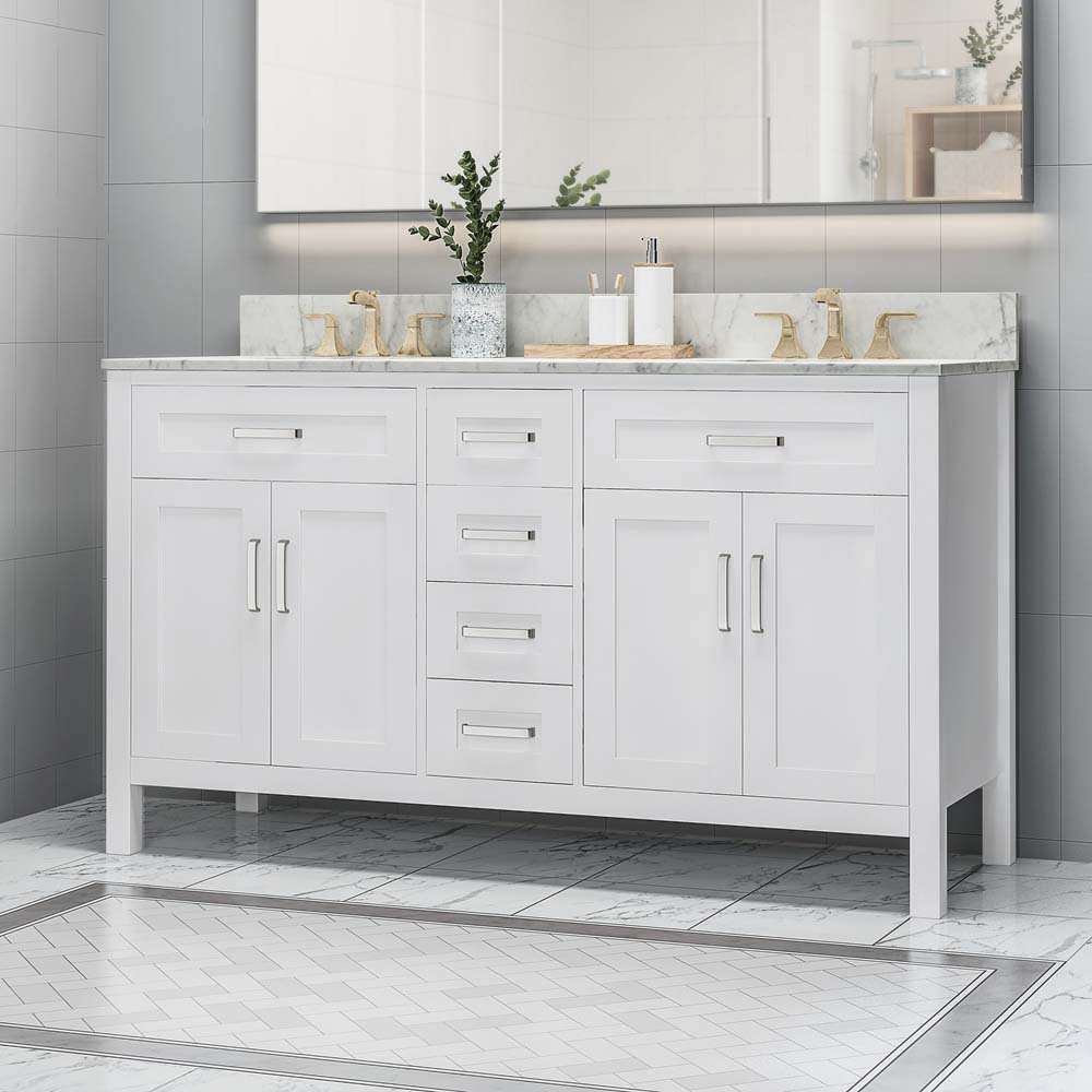 Wildon Home® Elman 61'' Double Bathroom Vanity with Marble Top | Wayfair