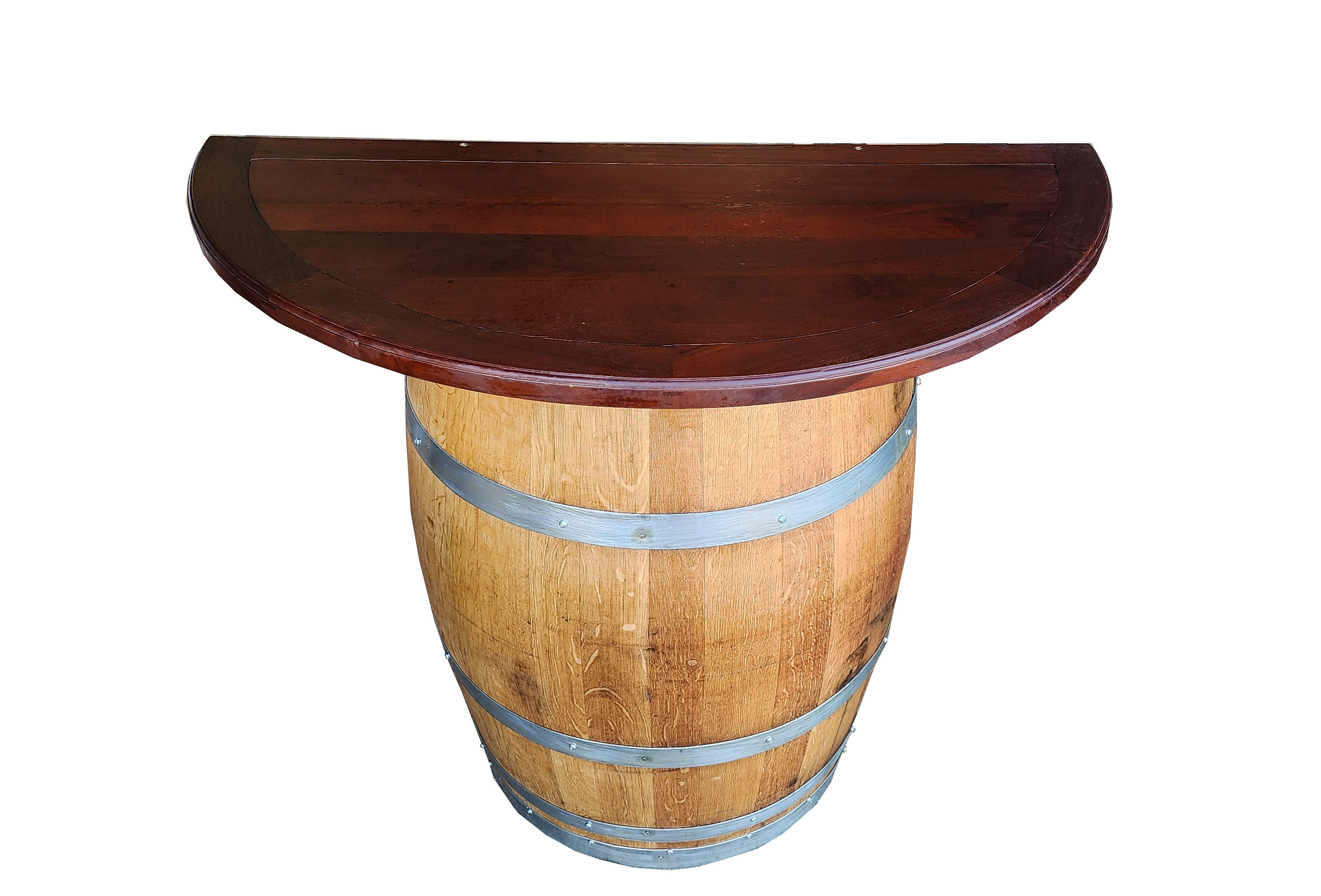MGP Split Wine Barrel Stand With Teak Wood Table Top, 36"W X 36"H X 13 ...