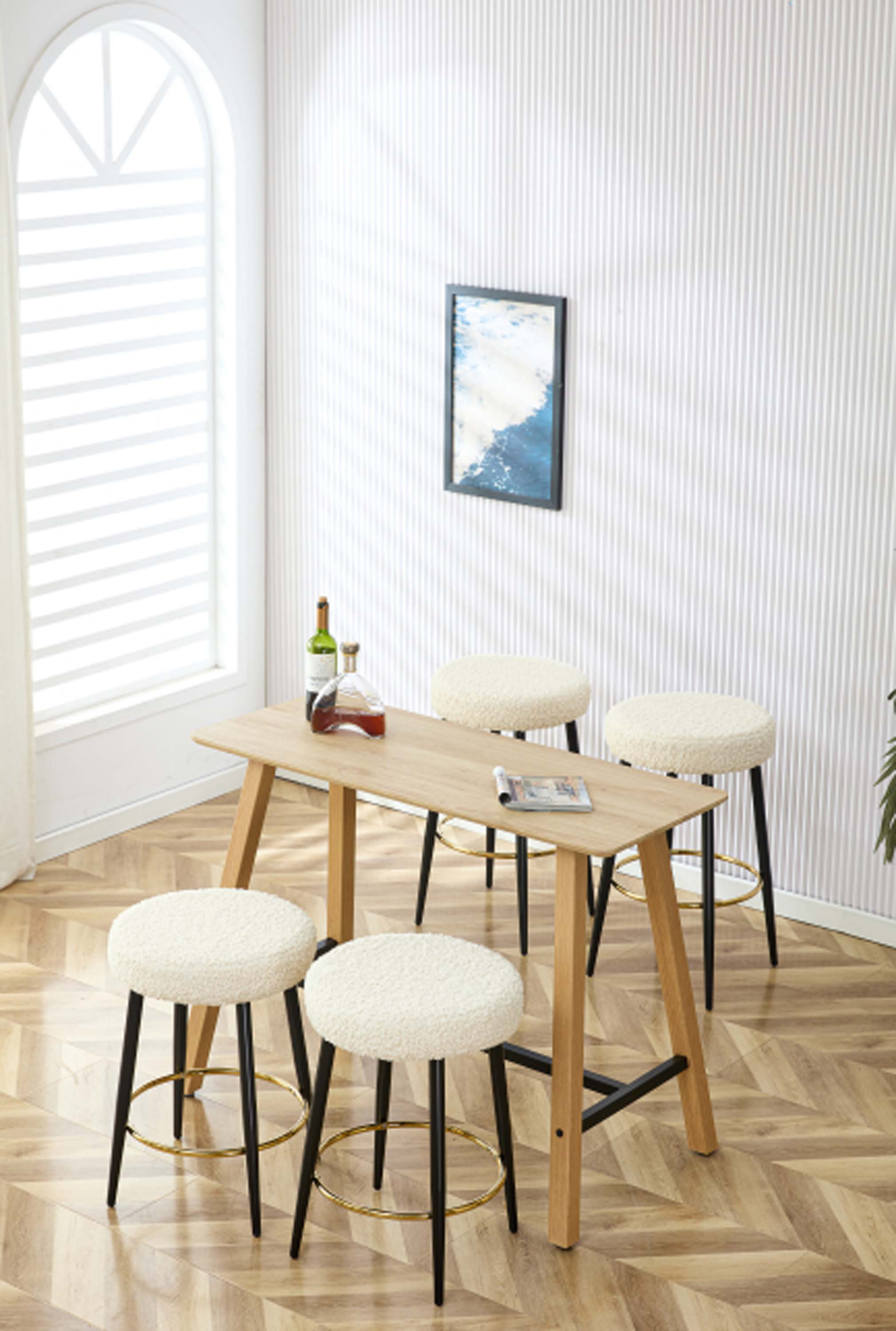 Everly Quinn Counter Height Bar Stools Set of 2, PU Kitchen Stools ...