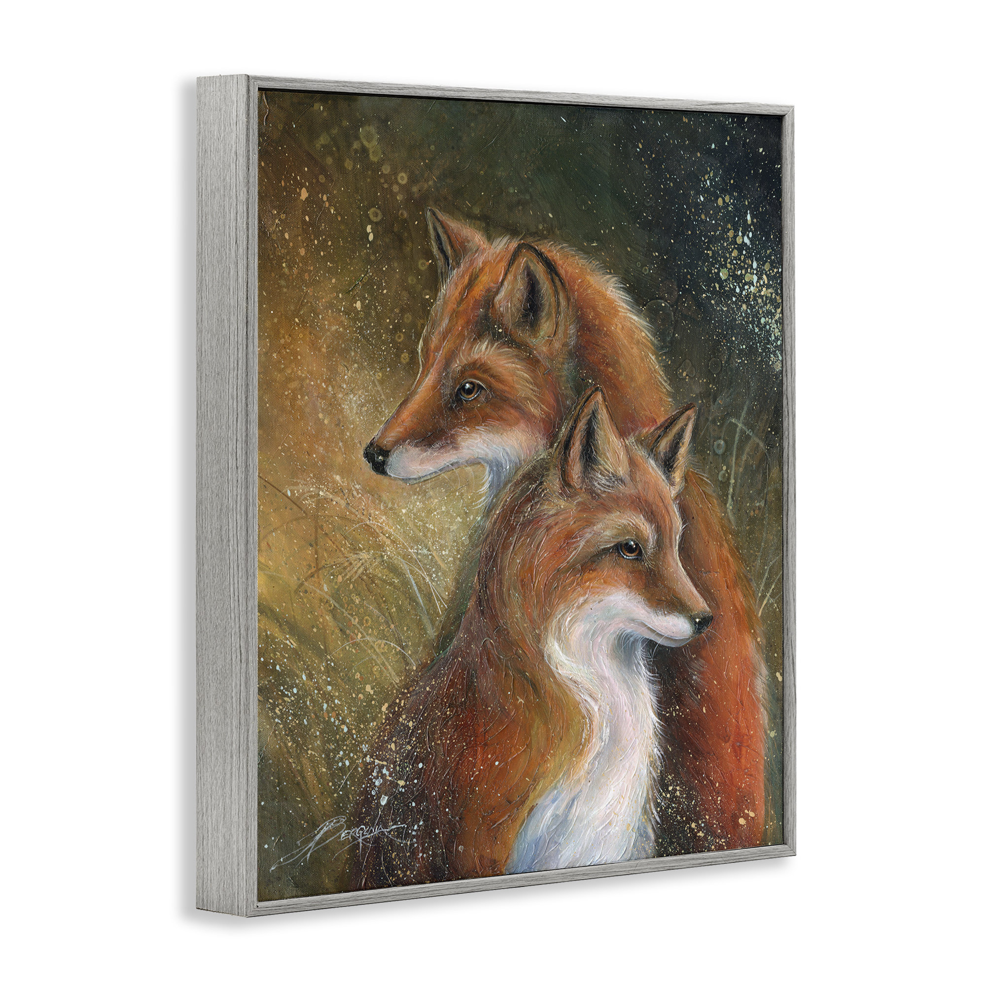 Highland Dunes Fox Pair Portrait Framed Giclee, design by Jody Bergsma ...
