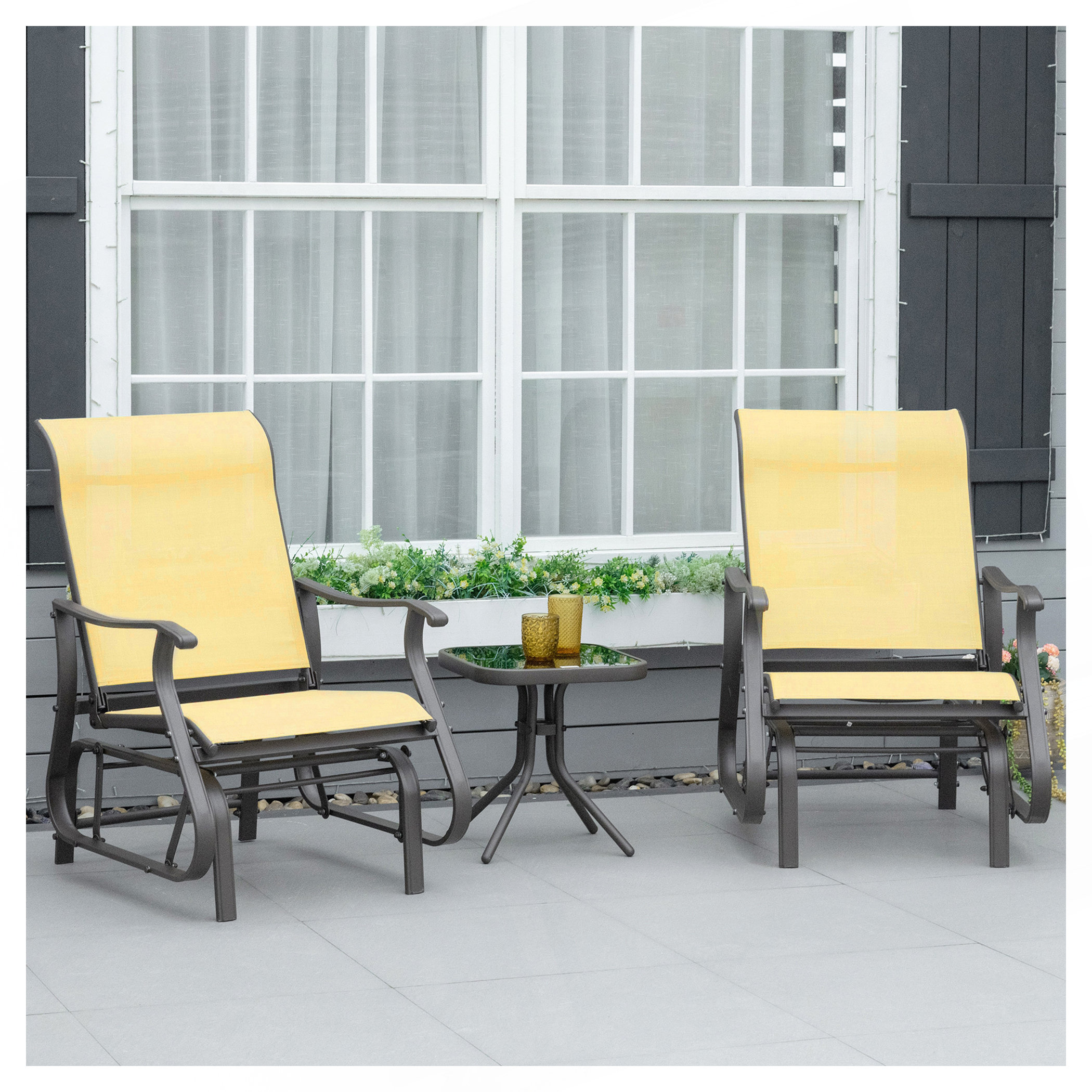 Red Barrel Studio 3-Piece Outdoor Gliders Set Bistro Set with Steel ...