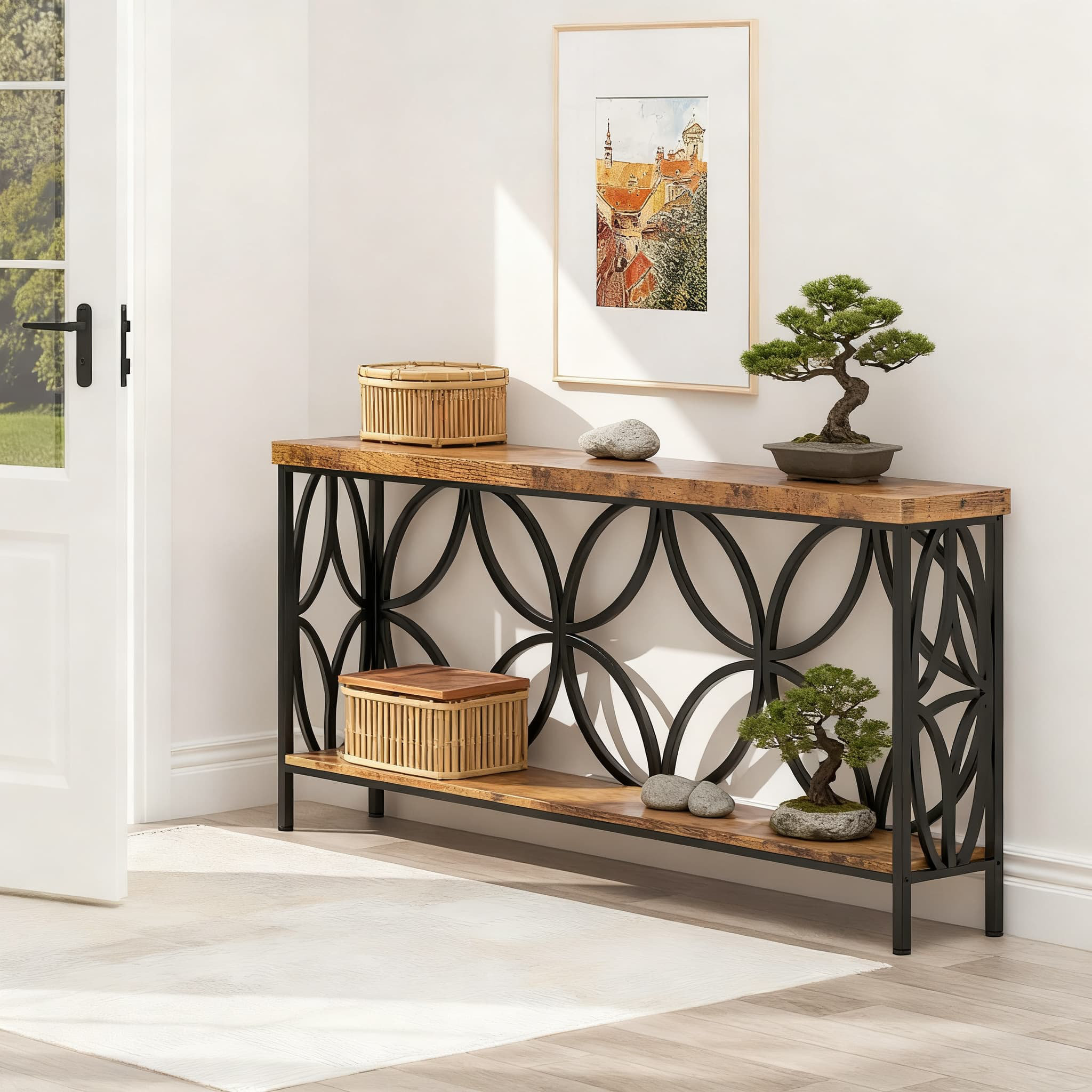 Lark Manor™ Extra Long 70.9 Inch Industrial Console Table With 2-Tier ...
