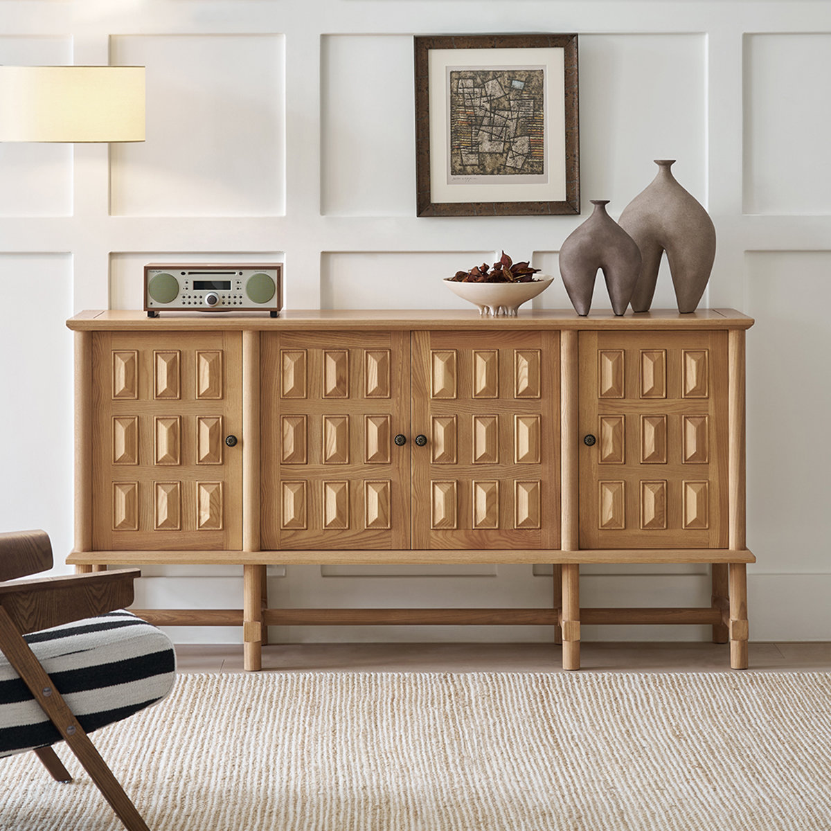 Organix Pattern 62.99" Vintage Rustic Ash Wood Accent Cabinet | Wayfair