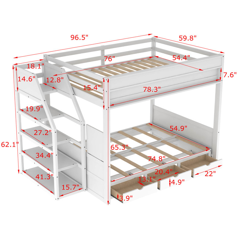 Harriet Bee Hastyar Kids Full Over Full Convertible Bunk Bed with ...