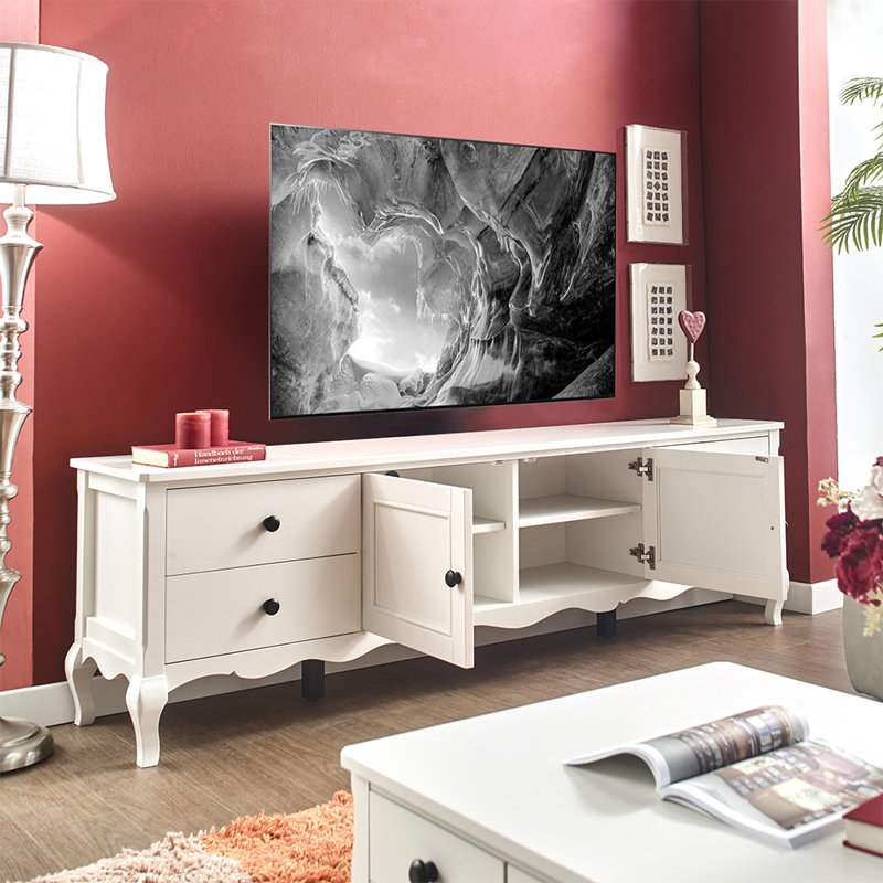 Red Barrel Studio® Ivory Media Console With Drawers And Cabinets | Wayfair