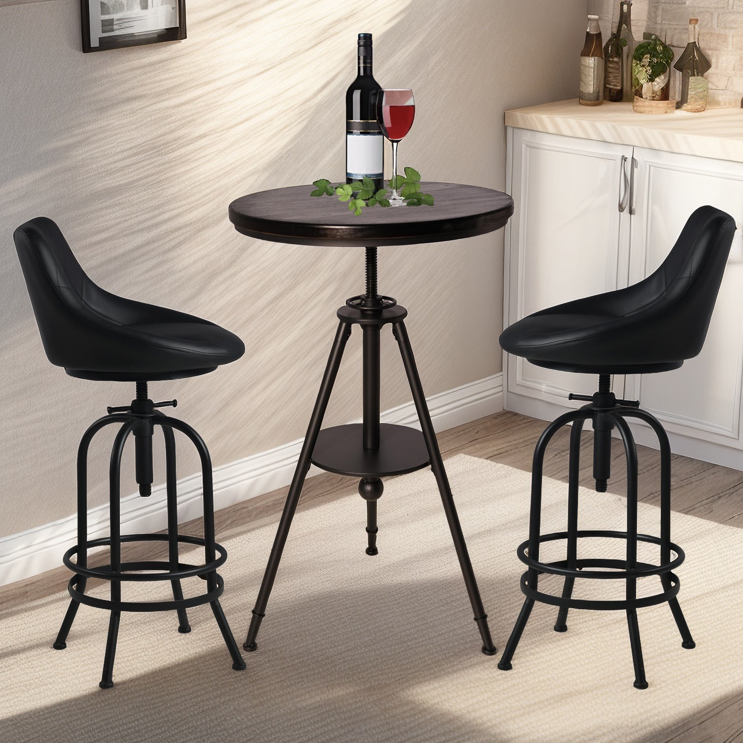 17 Stories Set Of 3,Industrial Bistro Table Set, Vintage Cafe Table ...