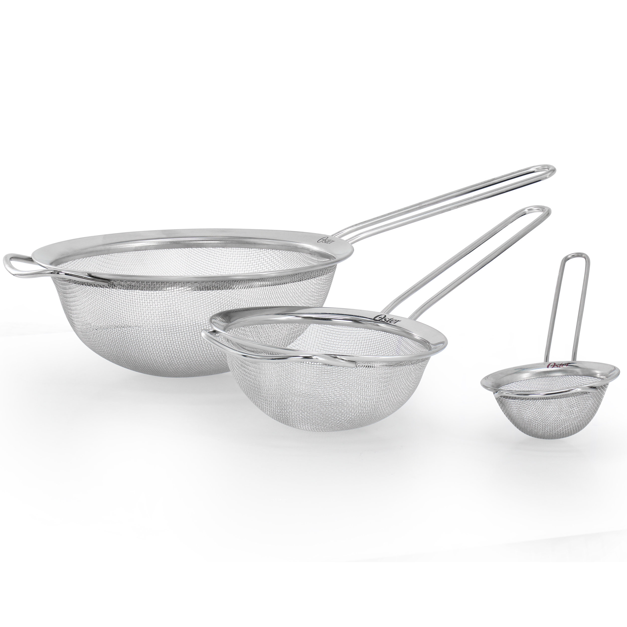 Oster Baldwyn 3 Piece Stainless Steel Mesh Strainer Set in Silver | Wayfair