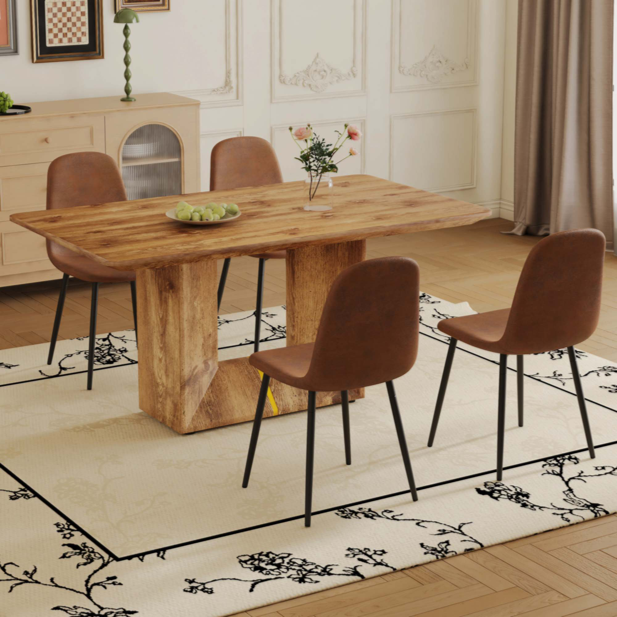 David Table And Chair Set. Modern Dining Table With MDF Top And ...