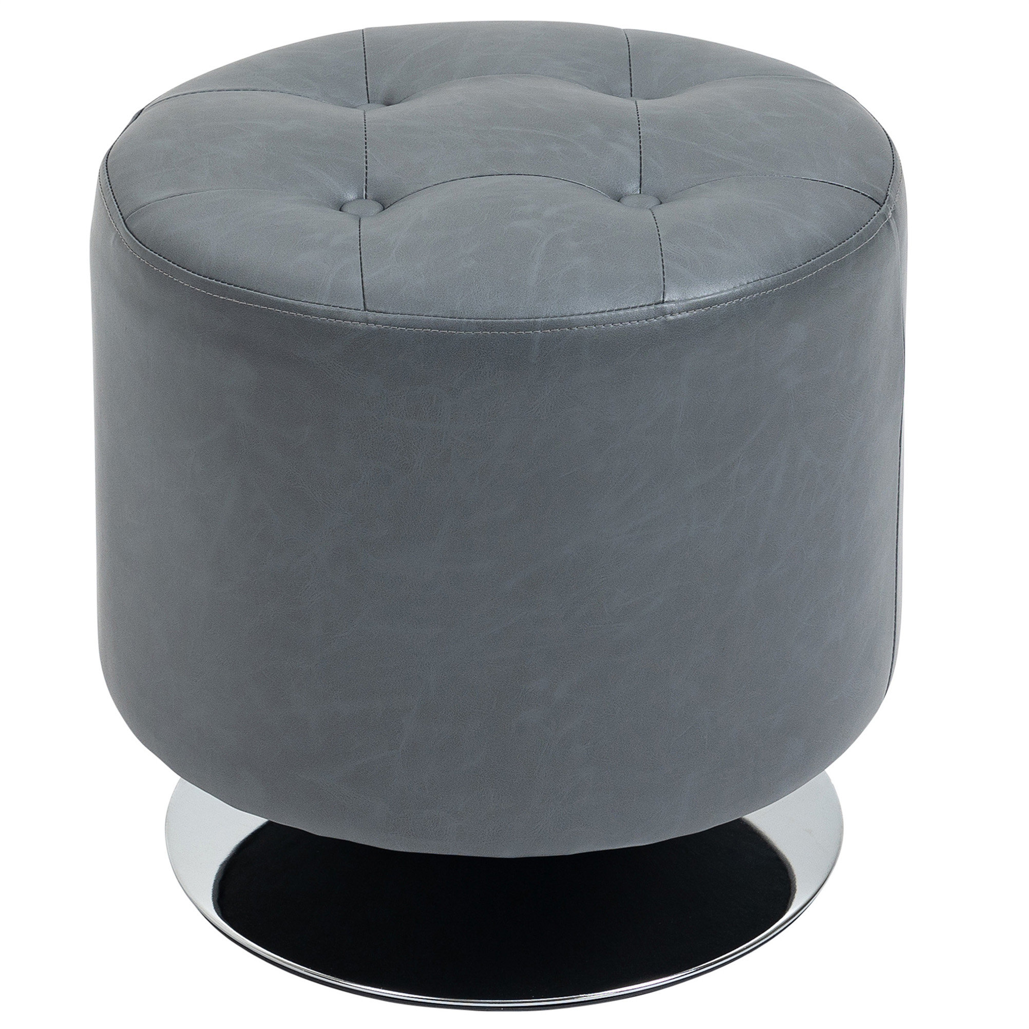 Red Barrel Studio® 360° Swivel Foot Stool Round PU Ottoman With Thick ...