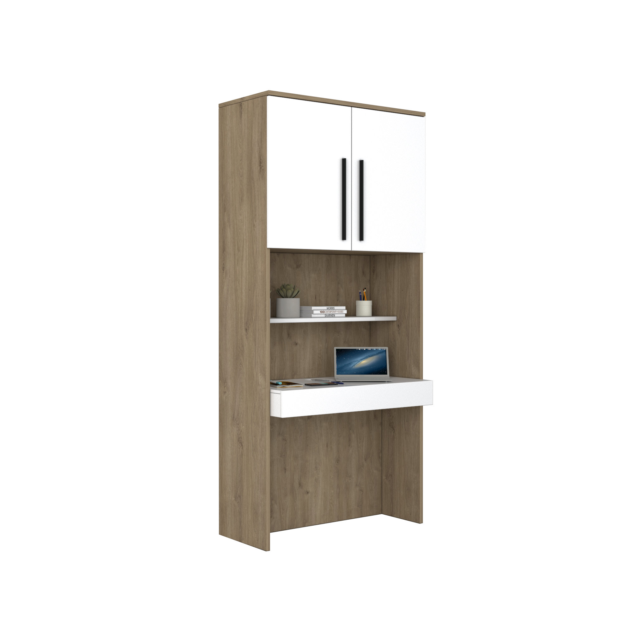 17 Stories Jazmane 100CM W Rectangular Computer Desk with Hutch and ...