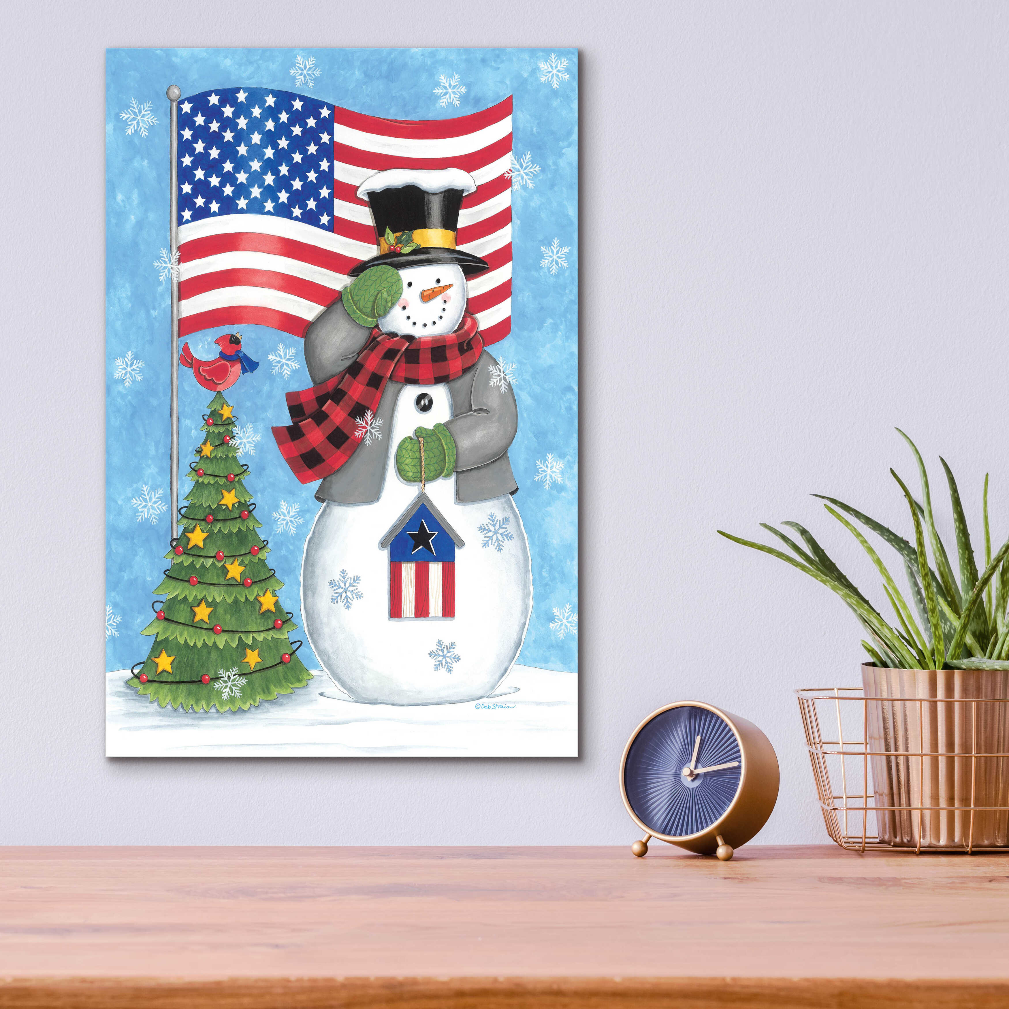The Holiday Aisle® Epic Art 'Patriotic Snowman' By Deb Strain, Acryli ...