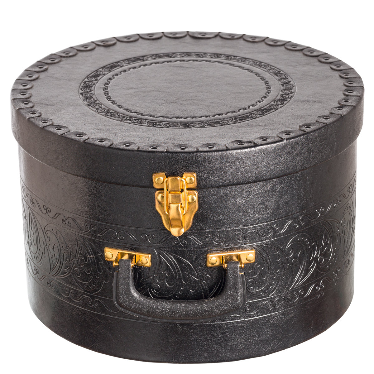 Creative Scents Cowboy Round Gift Hat Box With Gold Locking Lid For ...