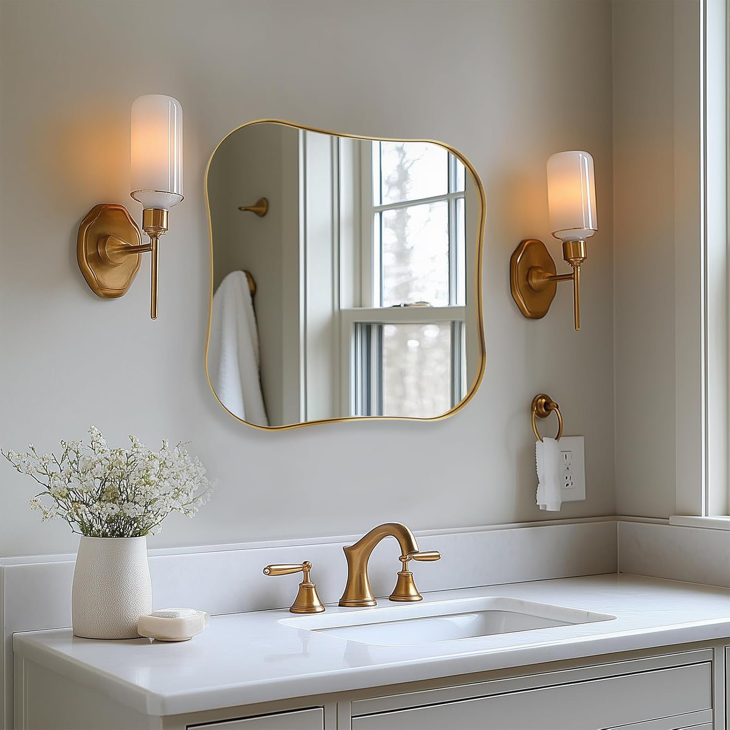 Mercer41 Contemporary Irregular Square Bathroom Mirrors | Stainless ...