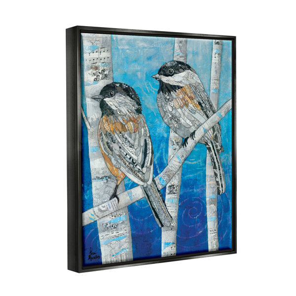 Stupell Industries Chickadees Perched Layered Ephemera Animal Birds ...