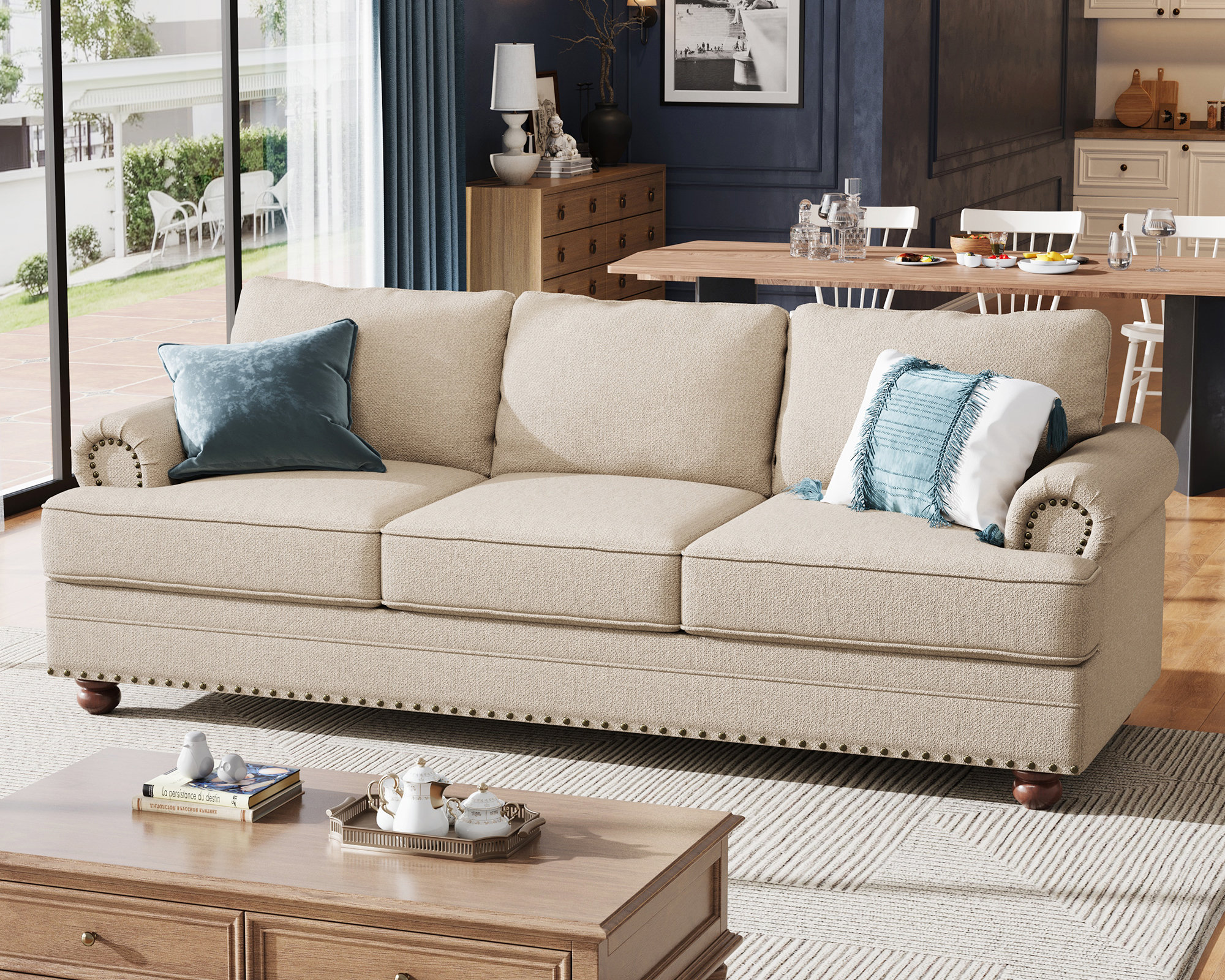 Darby Home Co Alejoa 89 Inch Upholstered Sofa, 3 Seater Couch With ...