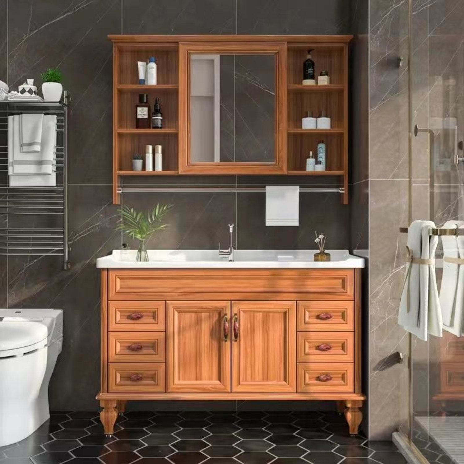 Charlton Home® Gentia Washbasin Cabinet Combination Wash Basin Cabinet ...