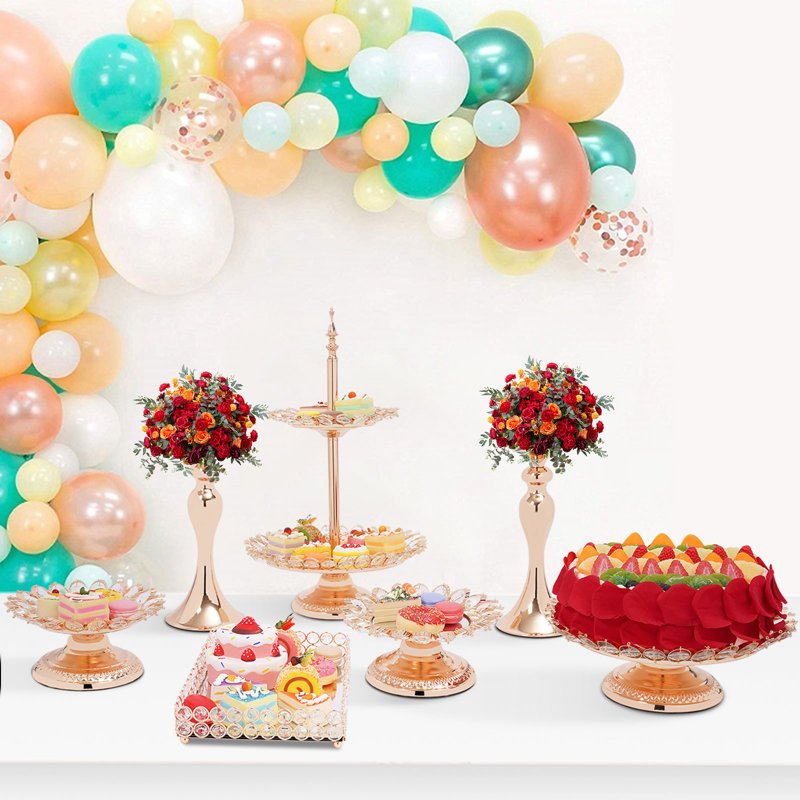 OUKANING Eapmic 7Pcs Crystal Cake Stand for Home Decoration Gold | Wayfair