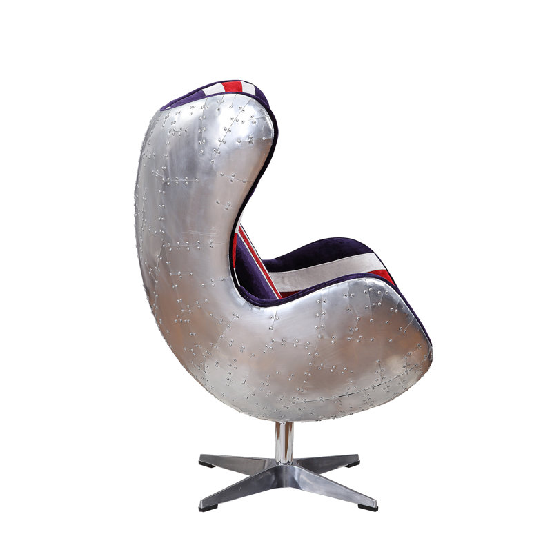 17 Stories Brancaster Pattern Fabric & Aluminum Accent Chair With ...