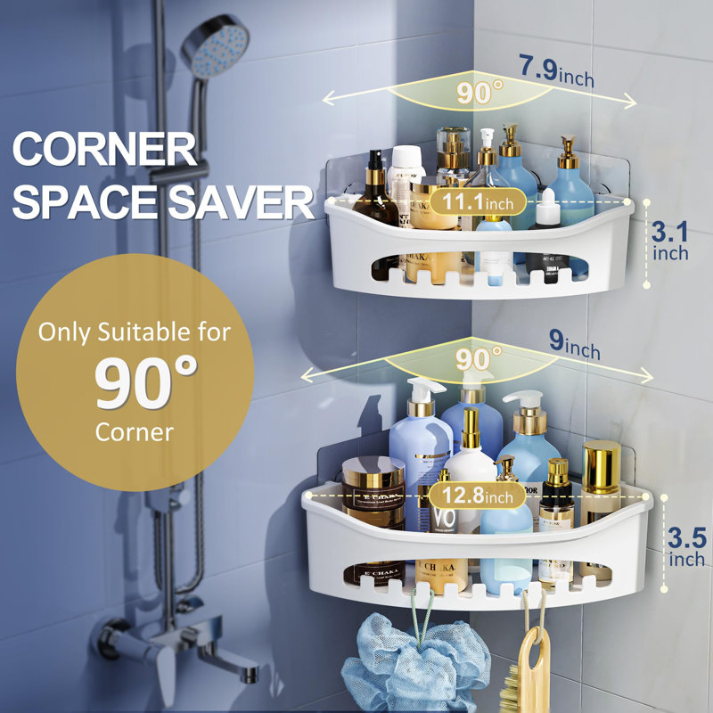 Latitude Run® Plastic Corner Shower Caddy Adhesive | Wayfair