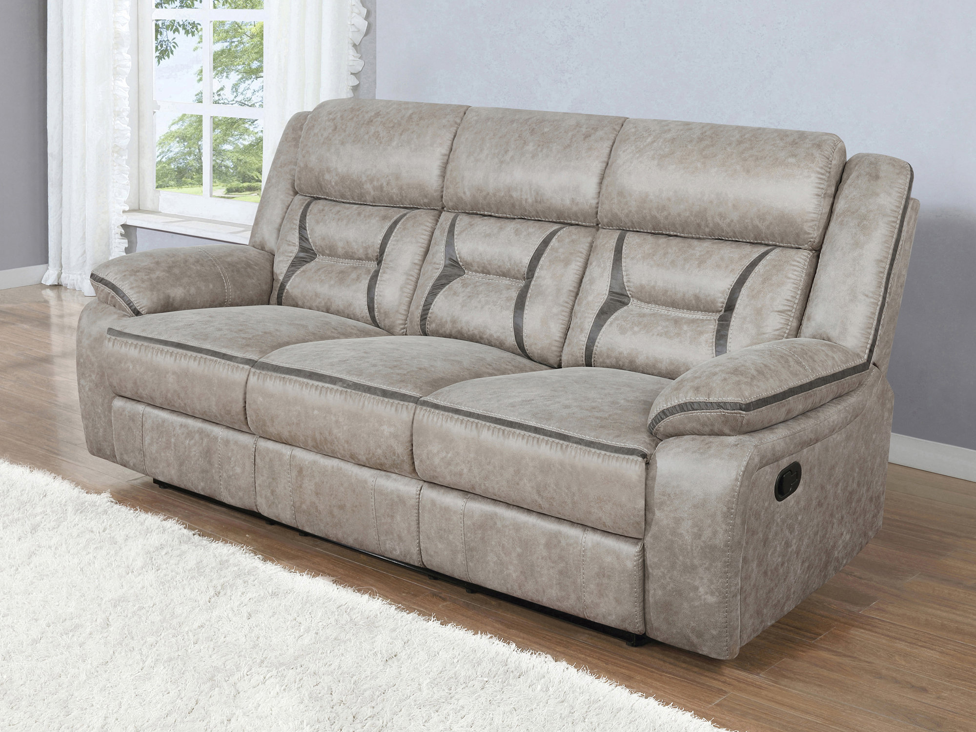 Red Barrel Studio® Desor 87" Faux leather Pillow top Arm Reclining Sofa ...
