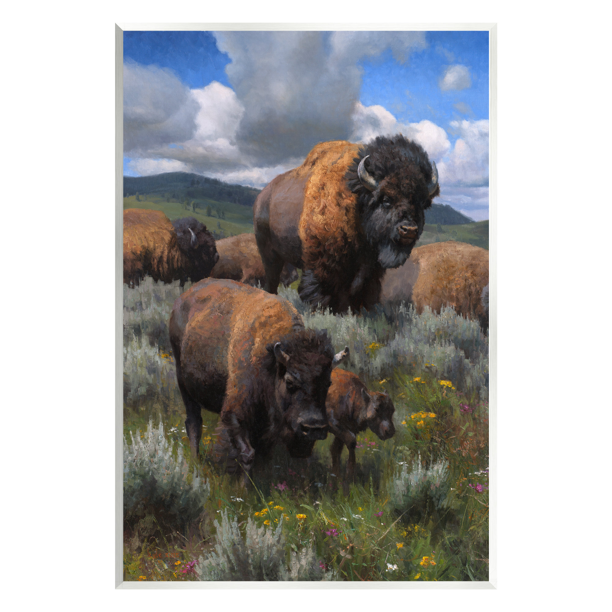 Stupell Industries Bison Herd Rural Landscape Canvas Wall Art Design by ...