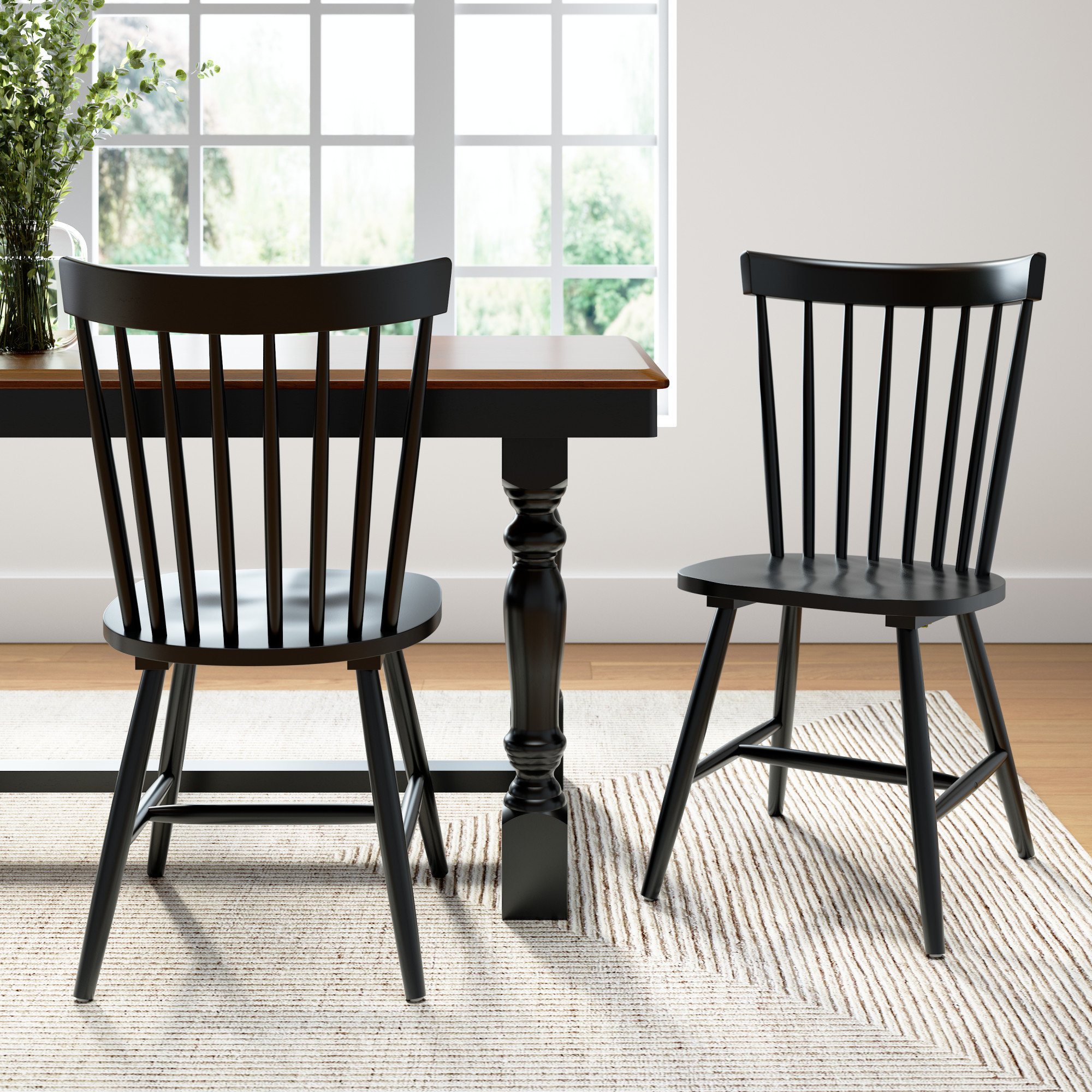 Rosalind Wheeler Clairvin Transitional High Back Spindle Dining Chairs ...