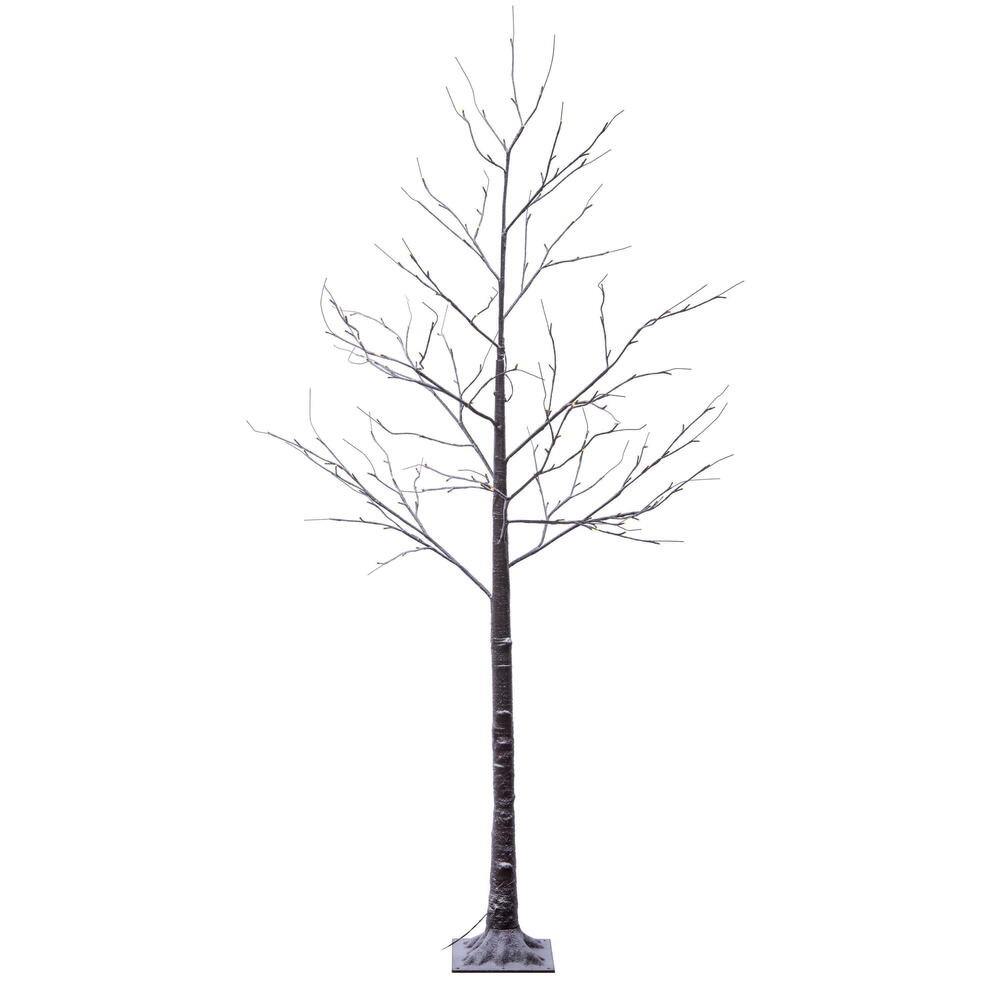 The Holiday Aisle® 8' Brown Frosted Twig Tree, Warm White 3mm Wide ...