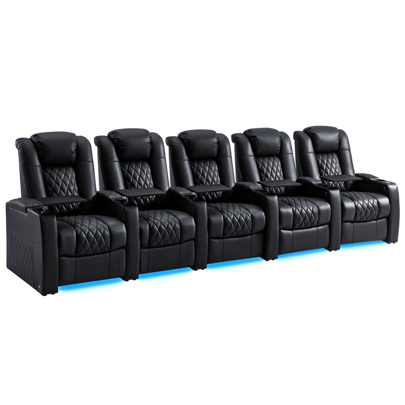 Orren Ellis Leather Home Theater Seating, Game Seats Movie Theater ...