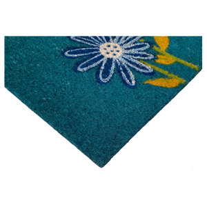 Winston Porter Ahull Daisy Welcome 29 in. x 17 in. Non-Slip Outdoor ...