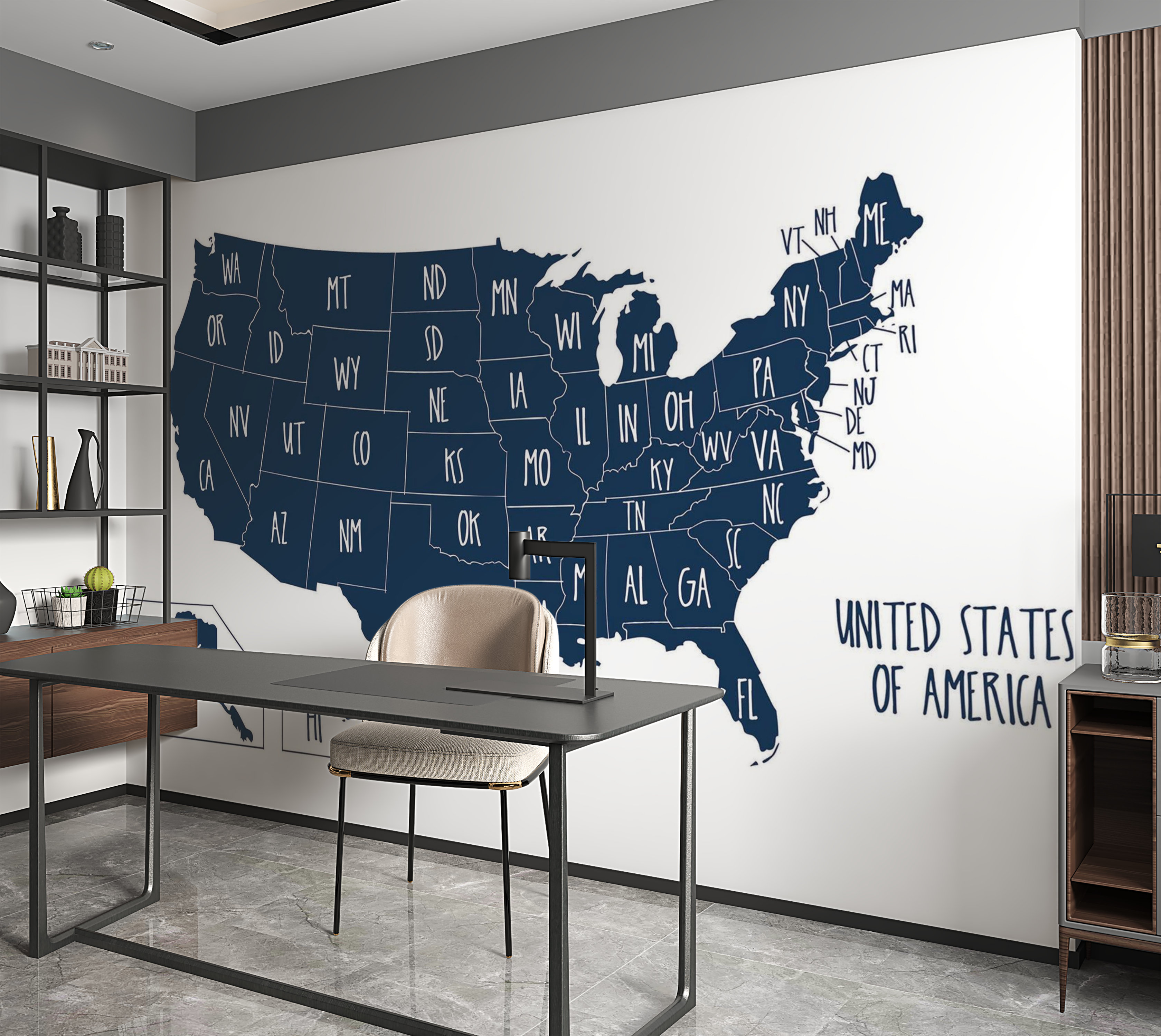Mason & Marbles Premium Peel & Stick Wall Mural - USA Map | Wayfair