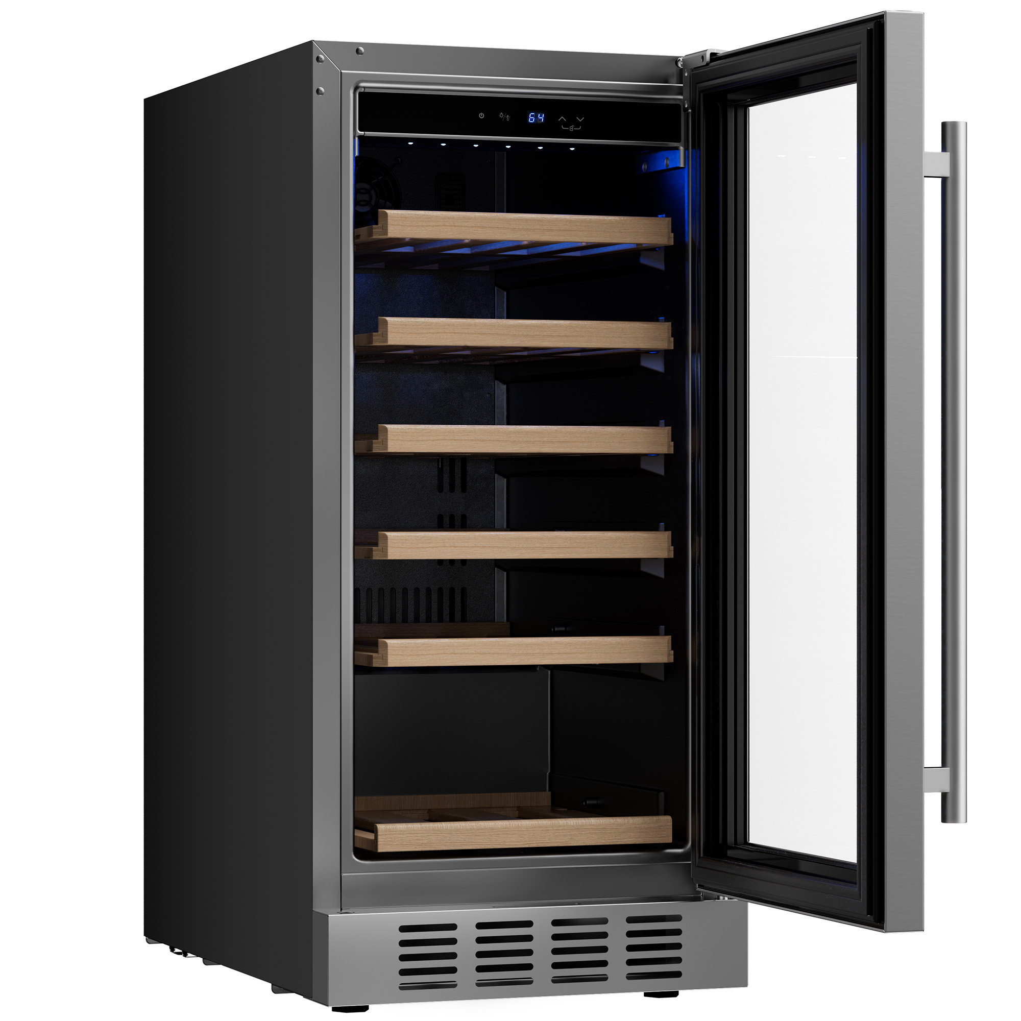Empava 15 In. 13-bottle Wine Cooler With Compressor Cooling, 6 Beech ...