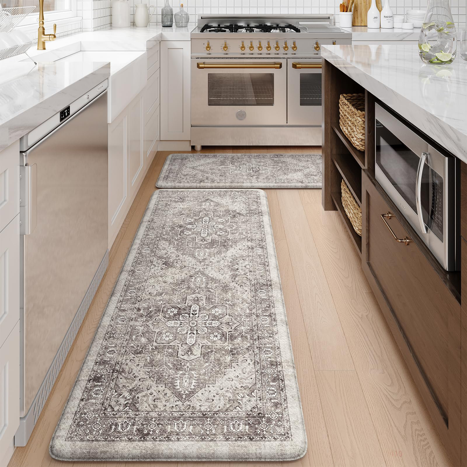 Bungalow Rose Non Slip Waterproof Kitchen Floor Mats Sets of 2 | Wayfair