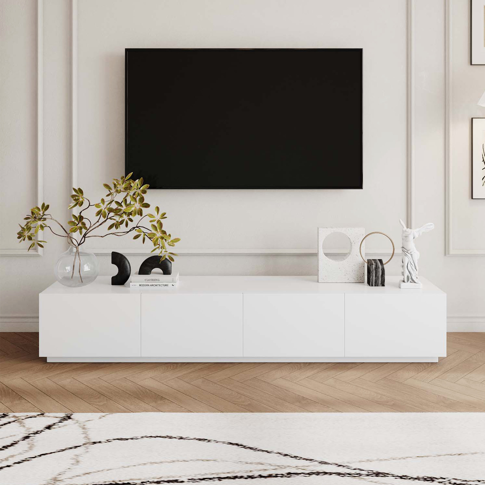Hokku Designs Comerico Modern Wood TV Stands, Minimalist Long Media ...