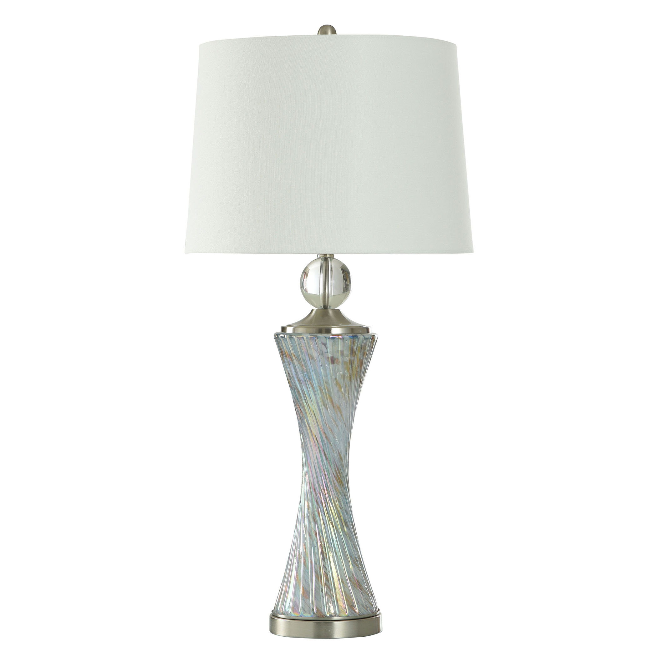 House of Hampton Firelite Silver - Crystal Table Lamp - White Shade ...