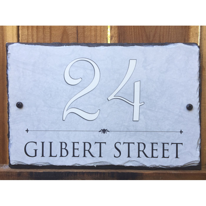 SassySquirrelInk Personalized Slate Home 2-Line Wall Address Plaque ...