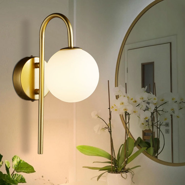 Fairmont Park Golden Wall Light With Frosted Glass Shade | Wayfair.co.uk