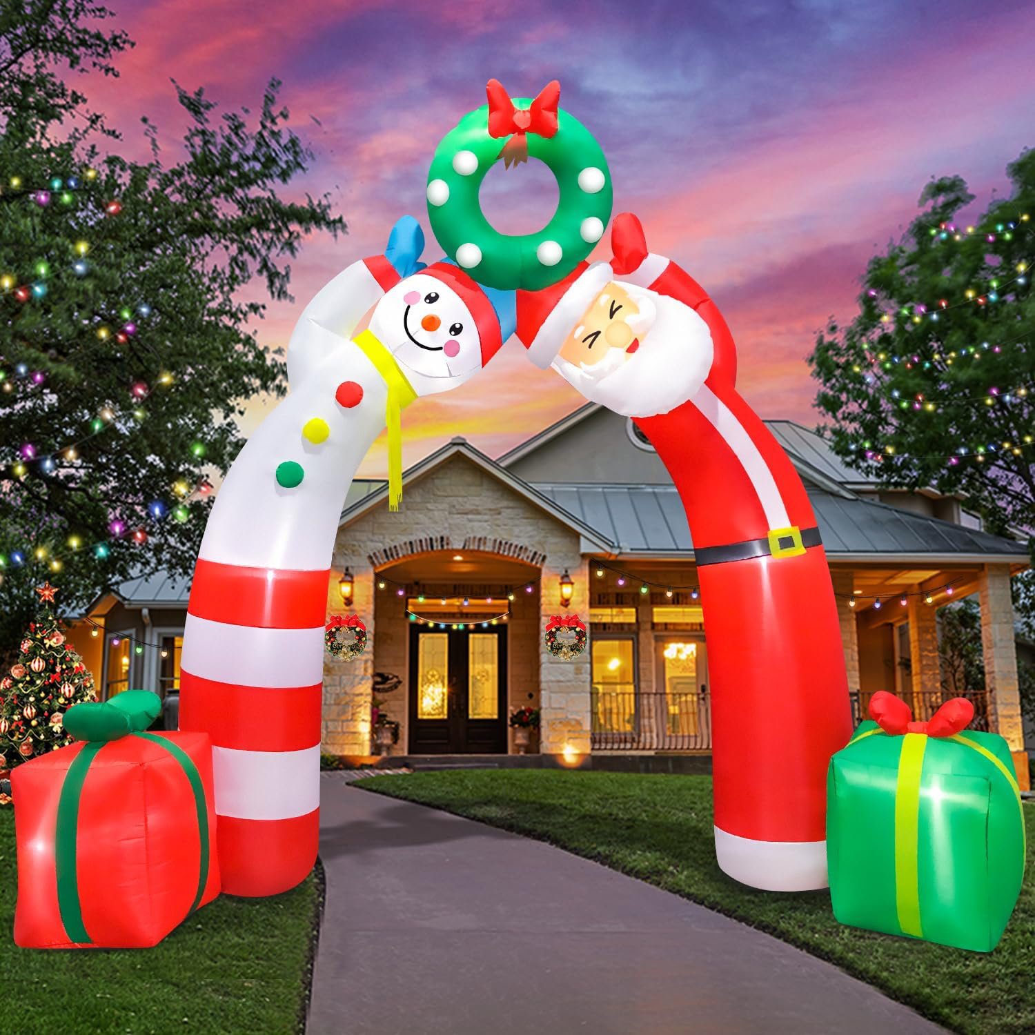 The Holiday Aisle® 8FT Christmas Inflatables Archway with LED Lights ...