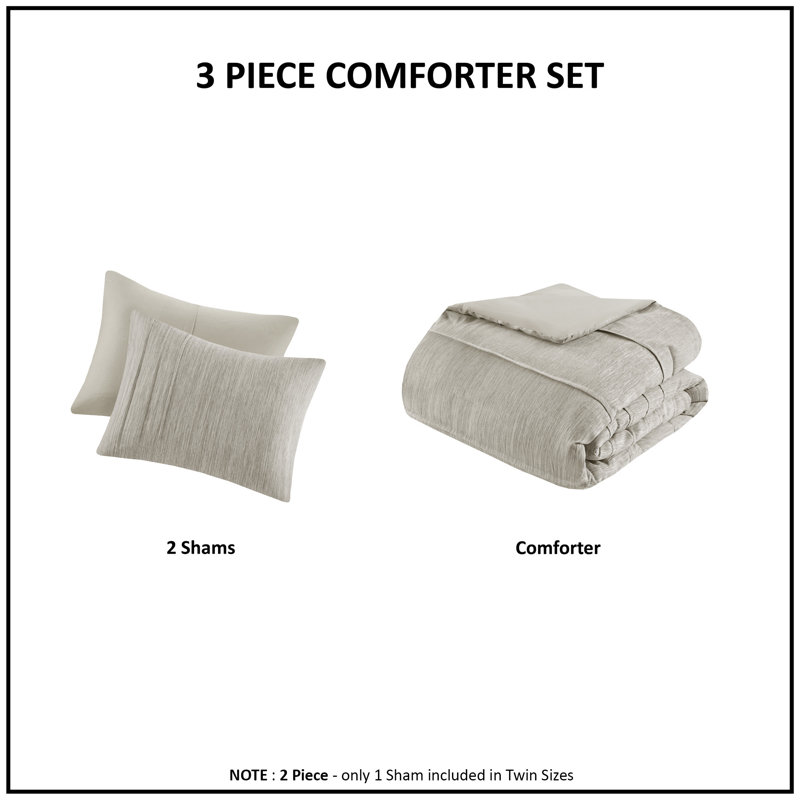 Beautyrest Maddox 3 Piece Striated Cationic Dyed Oversized Comforter ...