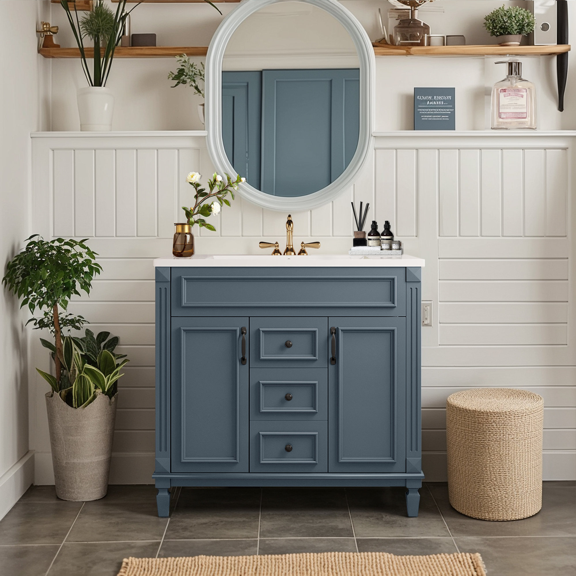 Canora Grey Somiya Bathroom Storage, 36'' Vanity with Top Sink,Single ...