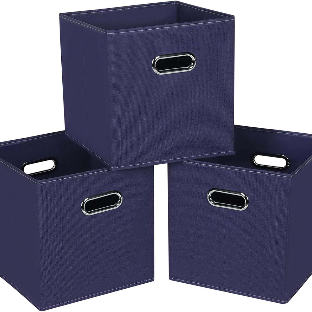 KINOFO Fabric Cloth Storage Bins,Fabric Cube Bins Organizer With Dual ...