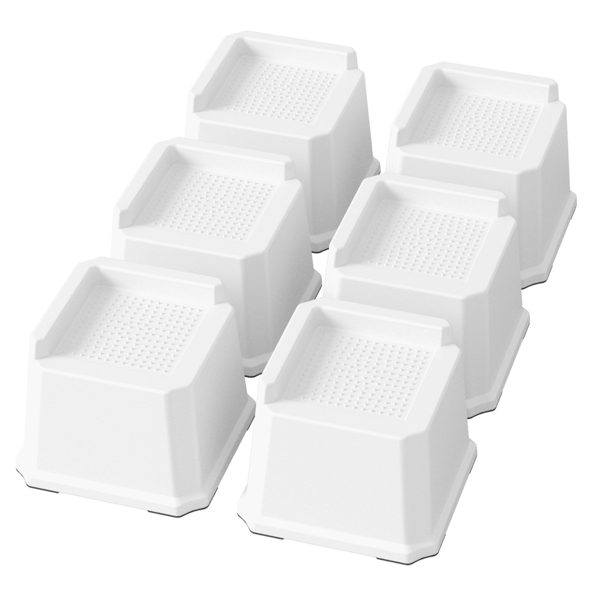 Maenizi 3 inch Set of 6 Heavy Duty Bed Risers L Shape Wide Opening Bed ...
